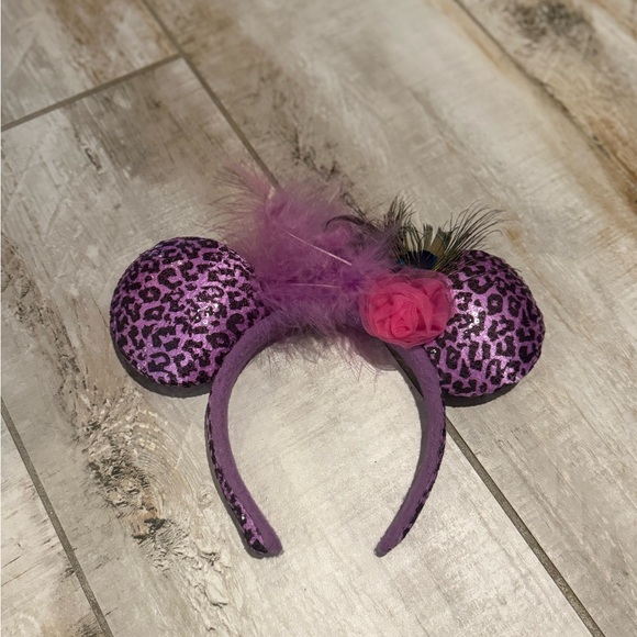 Accessories | Disney Purple Leopard Print Minnie Mouse Ears Headband ...